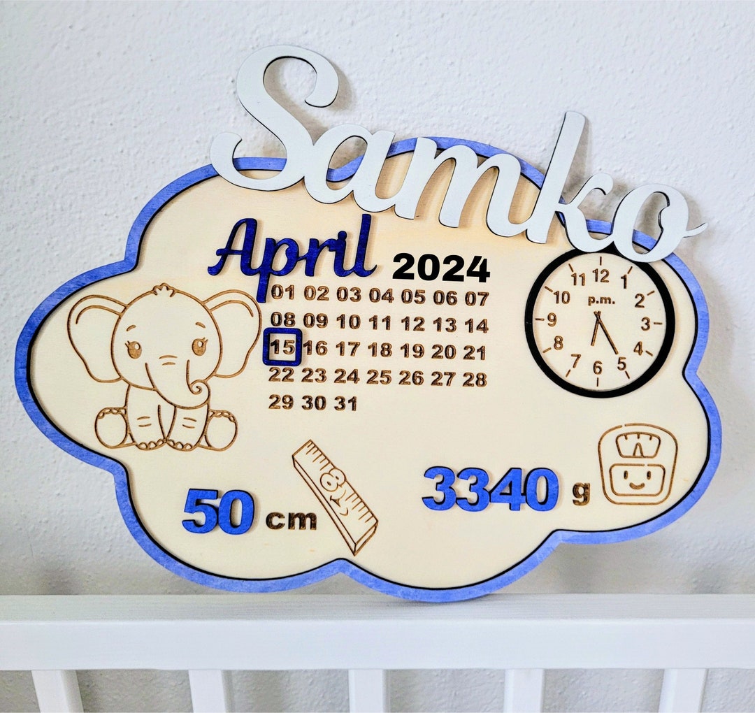 Baby Announcement Sign With Birth Stats, Personalized Baby Name Sign ...