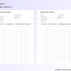 Bank Balance Tracker | A5 Finance Insert | Printable Withdrawal Deposit ...