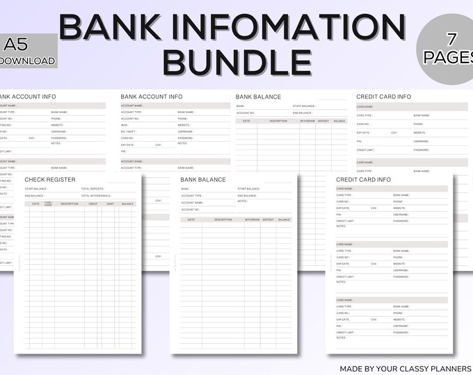 Bank Account Tracker Printable Form, Bank Deposit Log, Money Balance ...