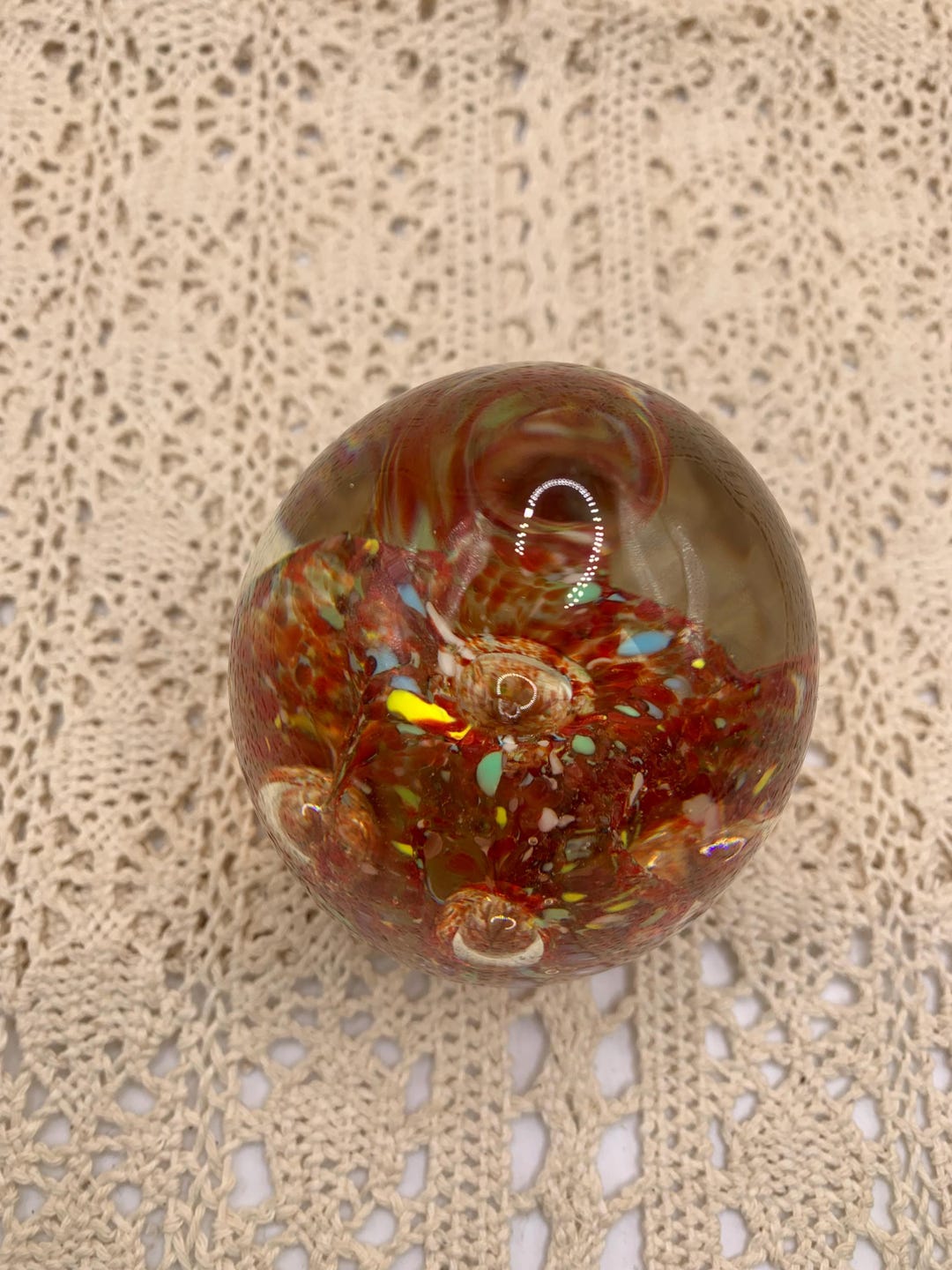 Vintage Art Glass Paperweight Egg Shaped Colorful - Etsy