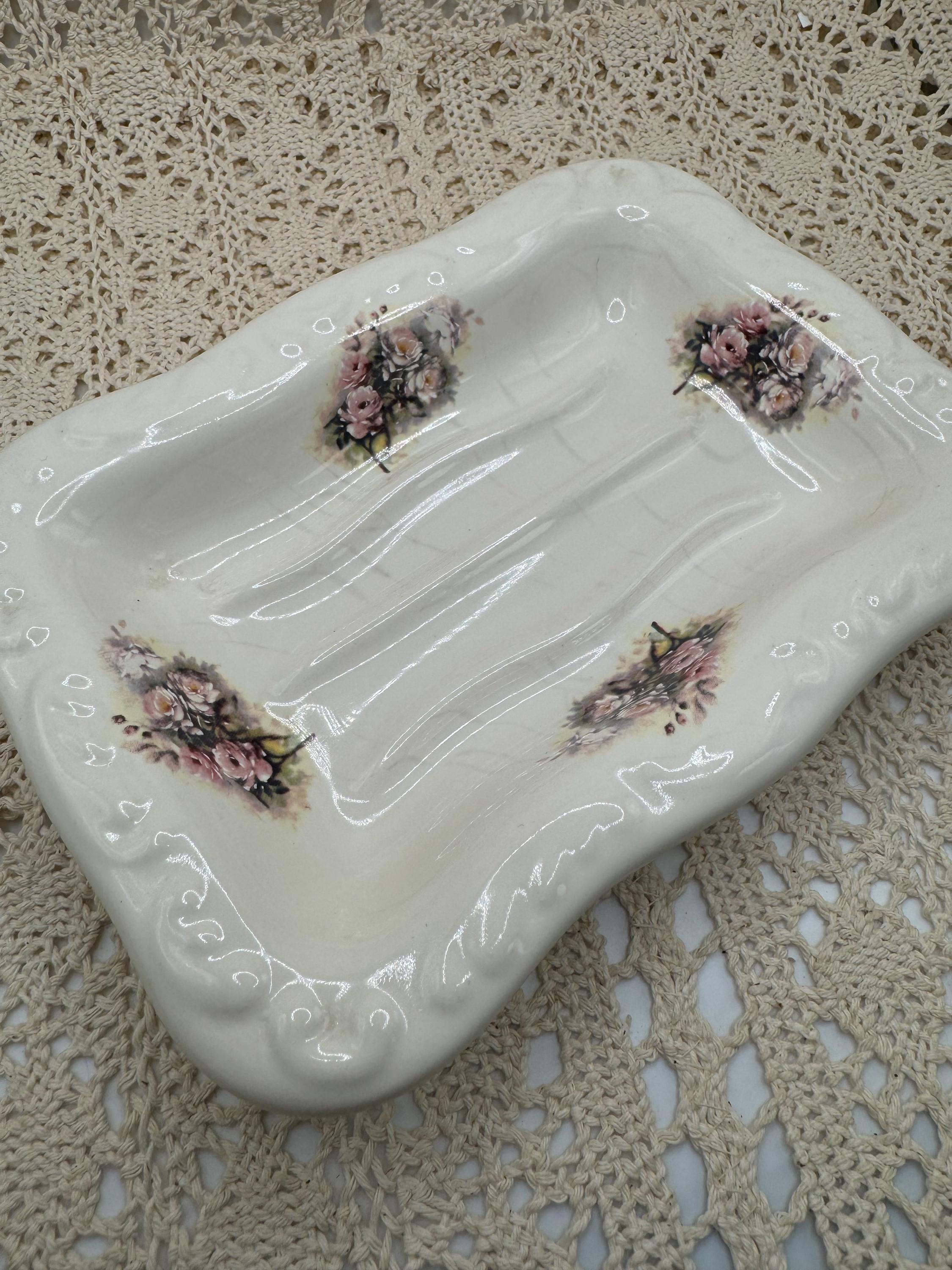 VTG Athena Porcelain Floral Soap Dish - Etsy