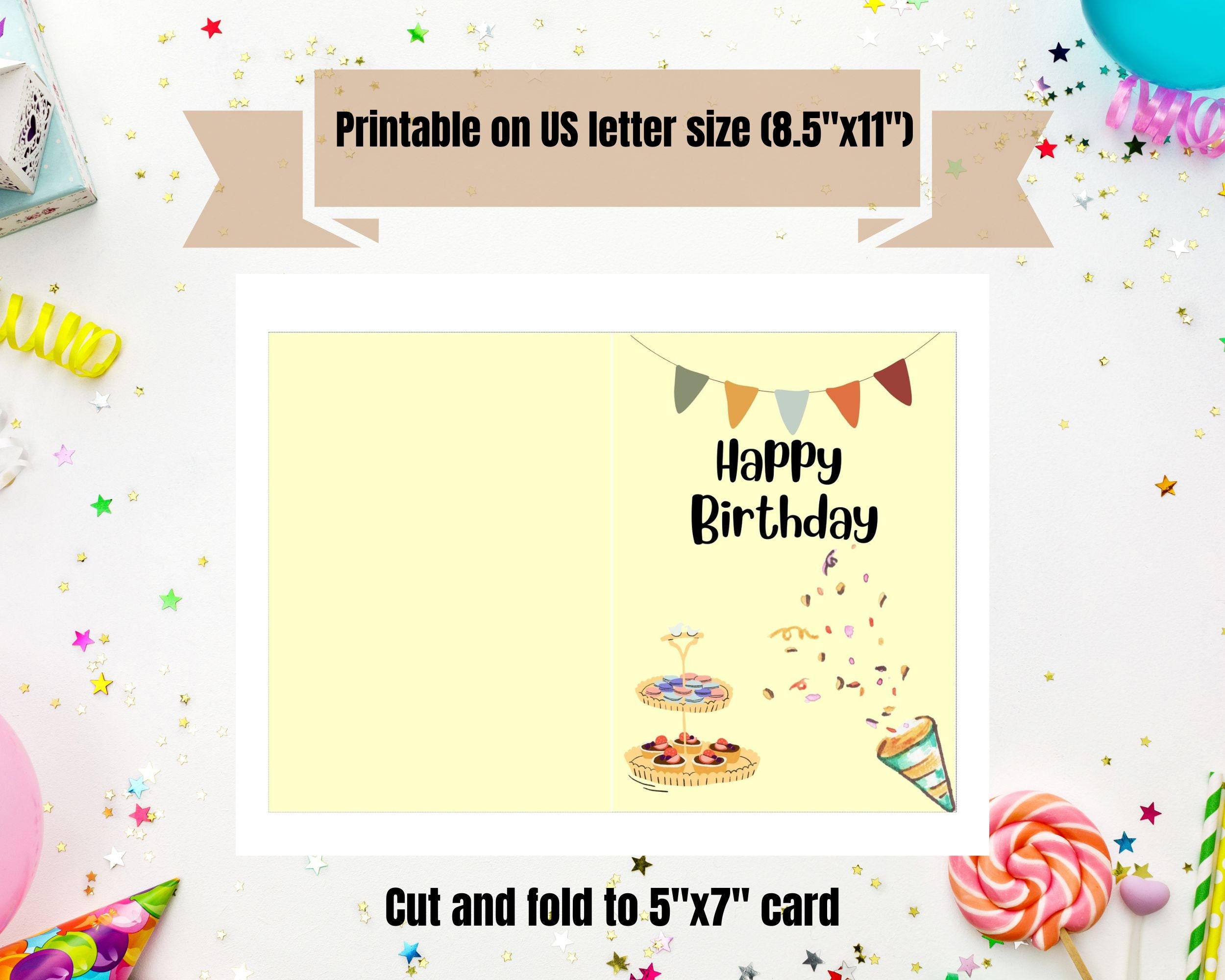 Happy Birthday Card, Printable Birthday Card, Simple Birthday Card ...
