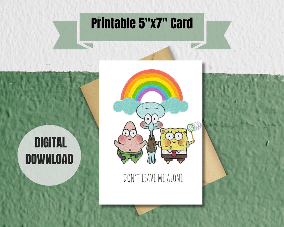 Spongebob Card, Printable Greeting Card, Funny Printable Card, Instant ...