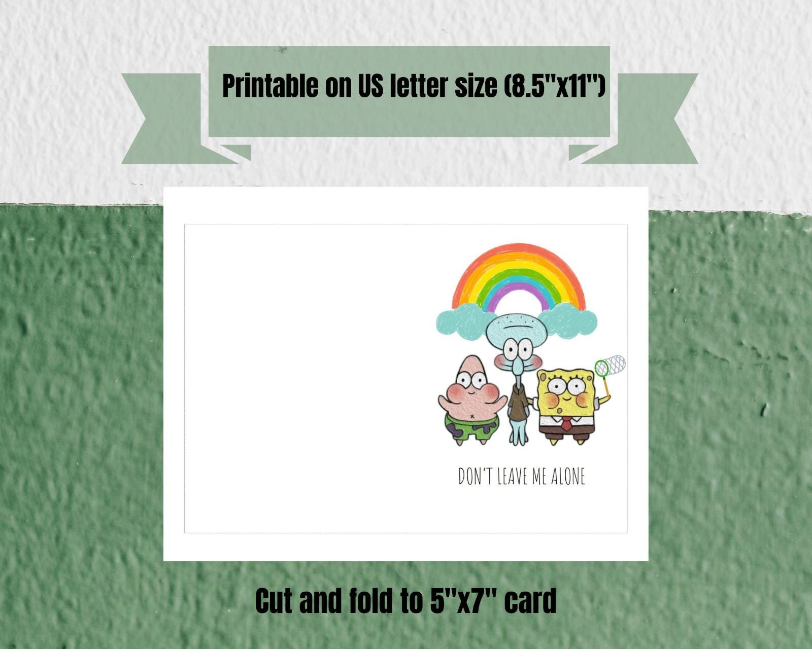 Spongebob Card, Printable Greeting Card, Funny Printable Card, Instant ...