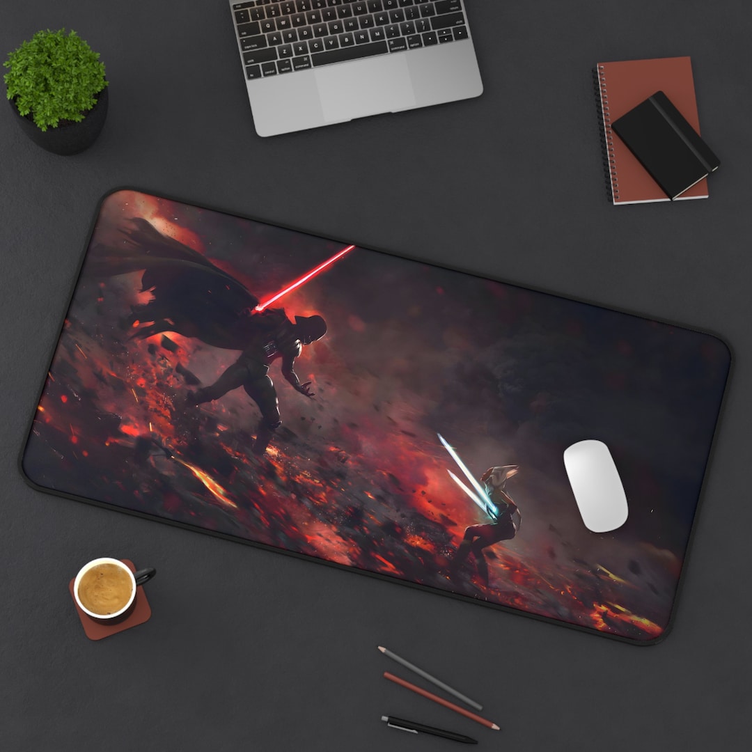 Desk Mat&mouse Pad:darth Vader Vs Ahsoka Tanostar Warsjedi - Etsy