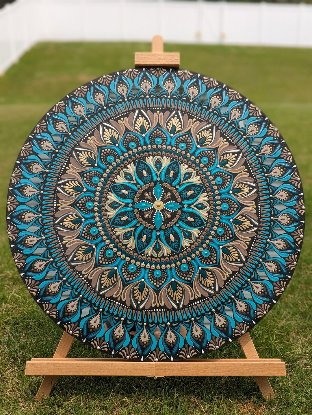 Tranquil Turquoise 22 Hand Painted Mandala - Etsy