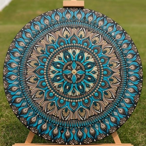 Tranquil Turquoise 22 Hand Painted Mandala - Etsy