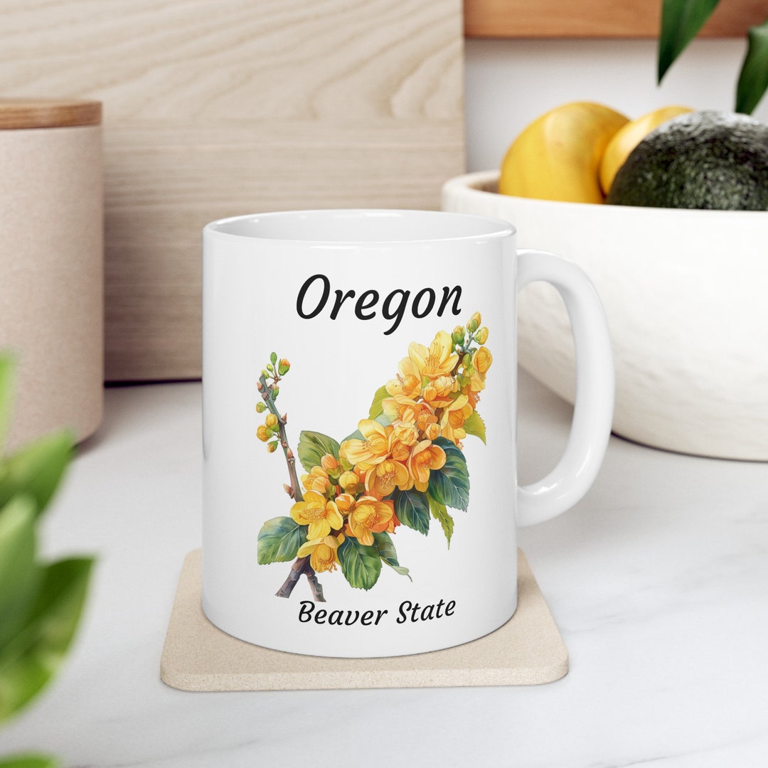 Oregon State Ceramic Mug, 11oz, 15oz Oregon Grape Oregon Beaver State ...