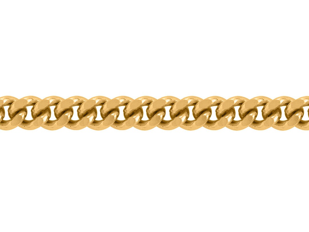18-carat Solid Gold Chain by the Meter Diamond-coated Curb - Etsy