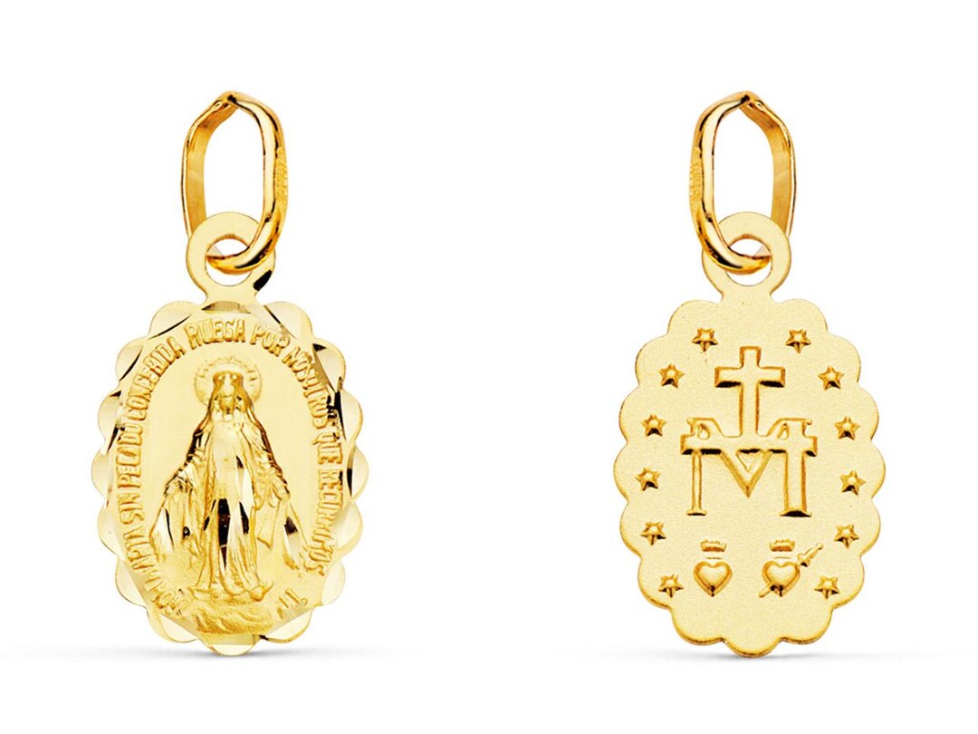 Miraculous Medal of the Virgin 18 Carat Gold, 19 X12 Mm, Double Sided ...