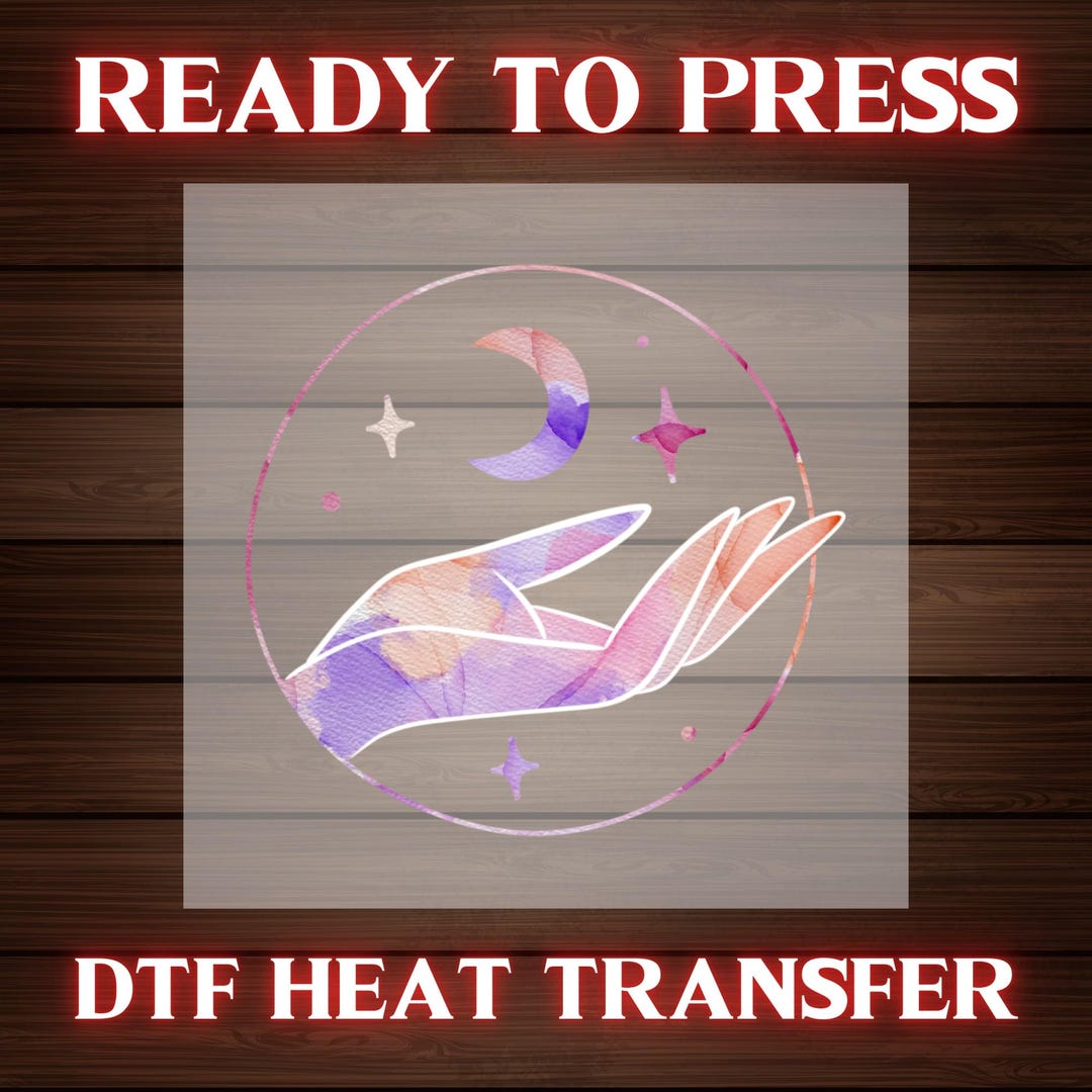 Celestial Moon DTF, Boho Hand and Stars Dtf, Cosmic Lunar Ready to ...