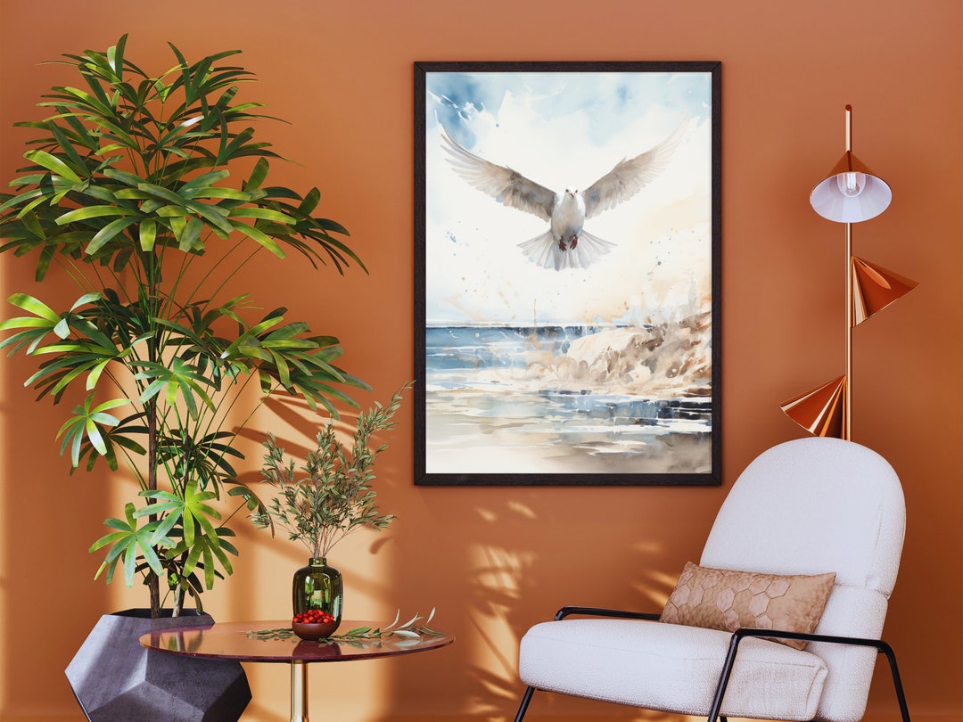 Watercolor Painting Wall Art White Dove Abstract Paintings - Etsy