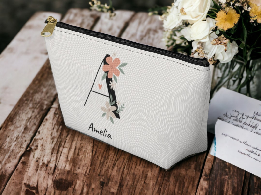 Monogram Makeup Bag, Personalized Cosmetic Bag, Toiletry Bag Women ...