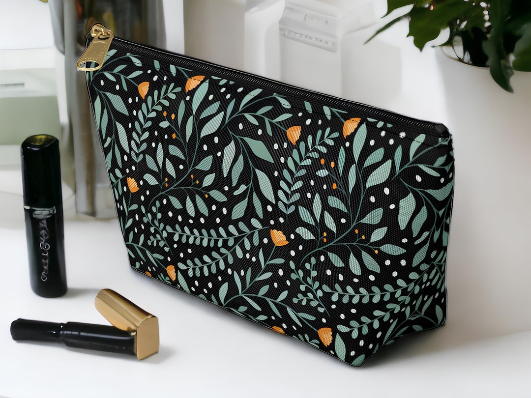 Floral Makeup Bag Pattern, Carry All Cosmetic Bag, Zipper Pencil Case ...
