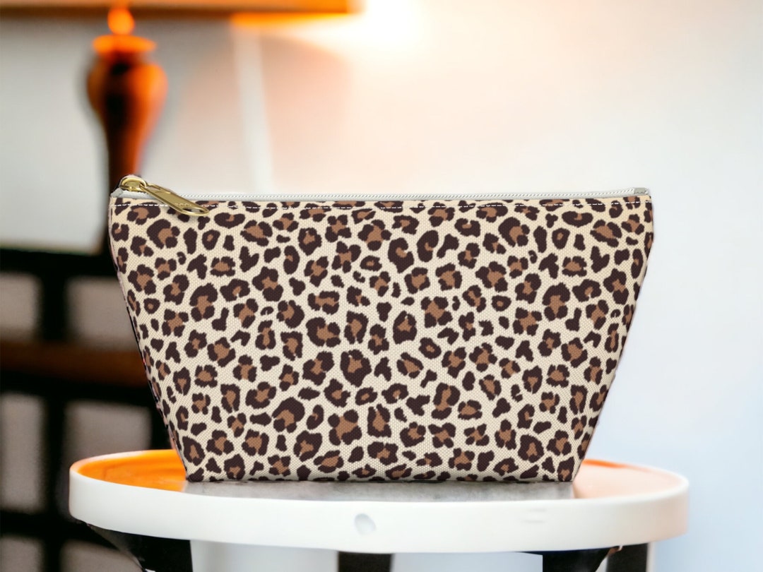 Leopard Print Makeup Bag, Zipper Pouch Patterned, Women Travel Toiletry ...