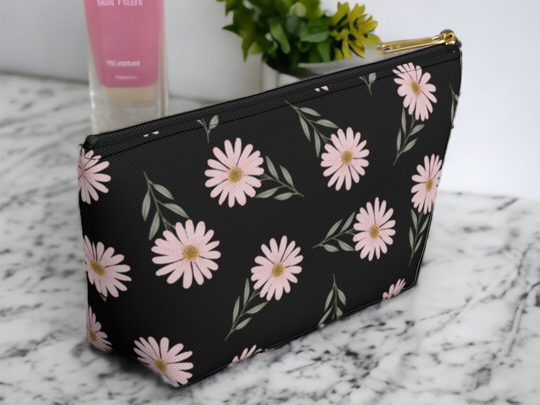 Floral Daisy Makeup Bag, Zipper Pencil Case, Cute Makeup Case Pattern ...