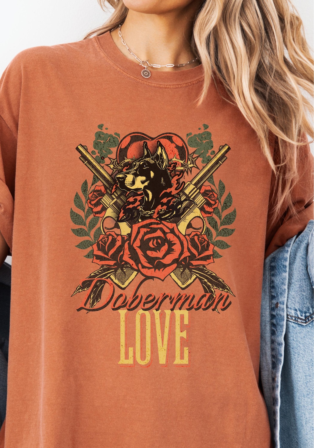 Doberman Guns and Roses Love, Comfort Colors, Doberman Lovers ...