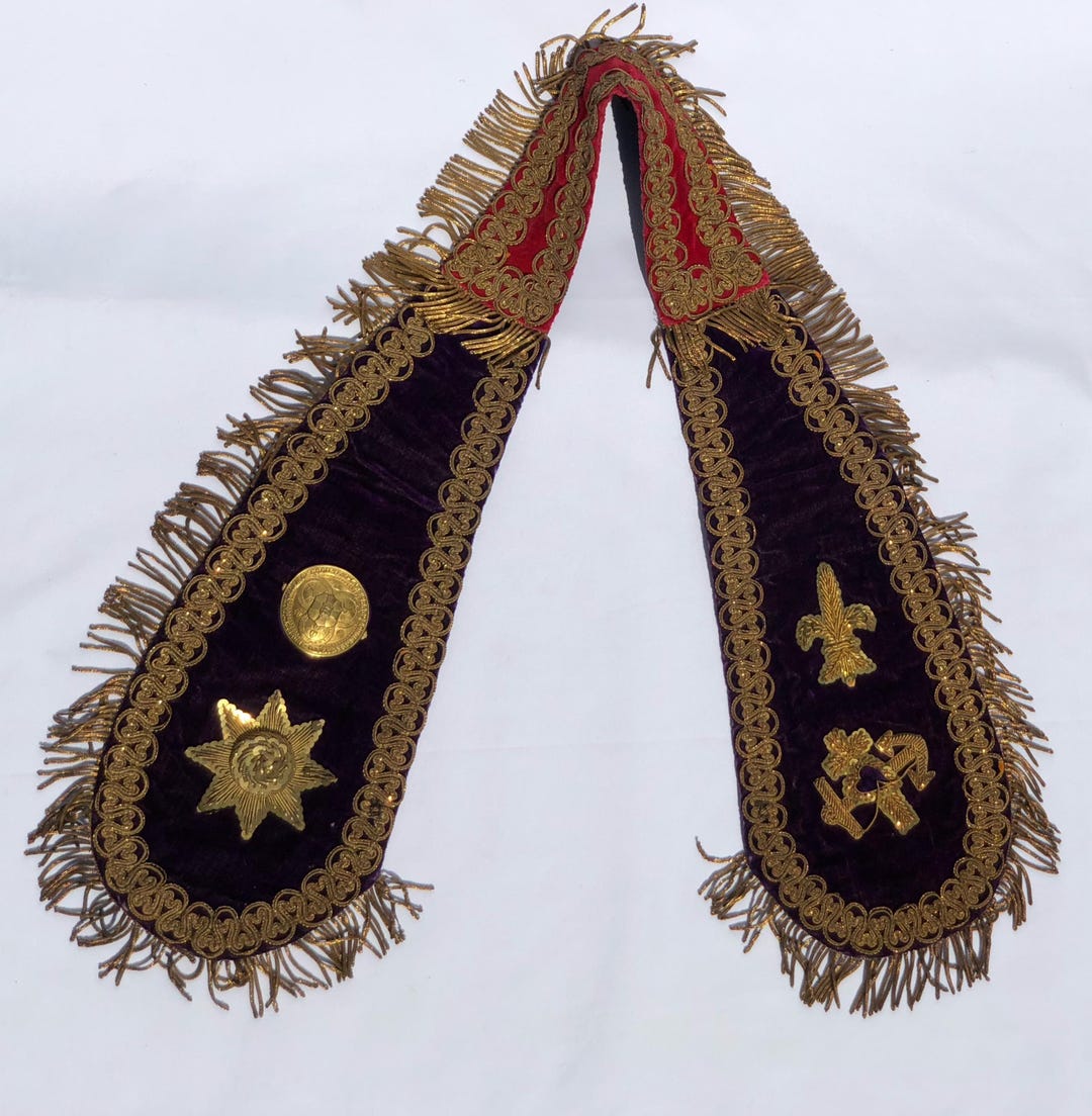 Vintage Odd Fellows Masonic Sash – Fraternal Regalia, Ribbon Sash, Red ...