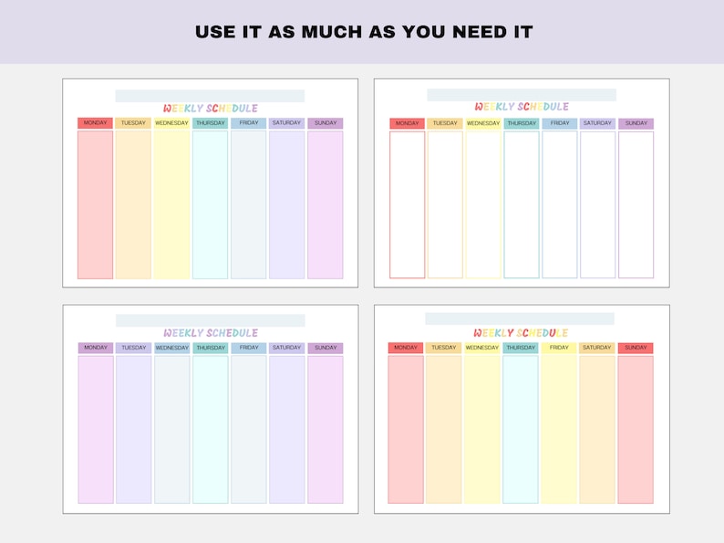Kids Weekly Schedule | Visual Timetable Editable Pdfs | Autism Weekly ...
