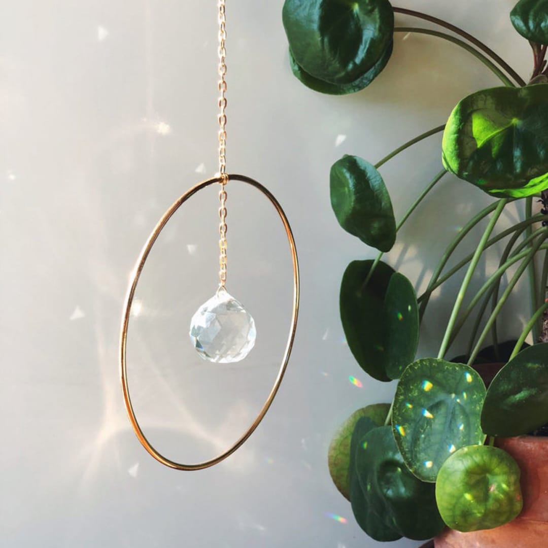 Minimalist Crystal Suncatcher I Handmade Window Hanging Decor - Etsy