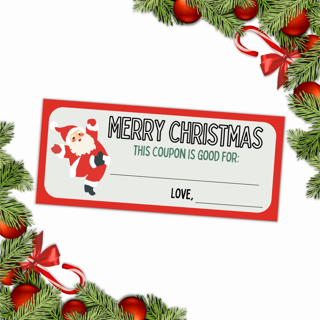 Printable Christmas Coupons Book Coupon Template Digital Download ...