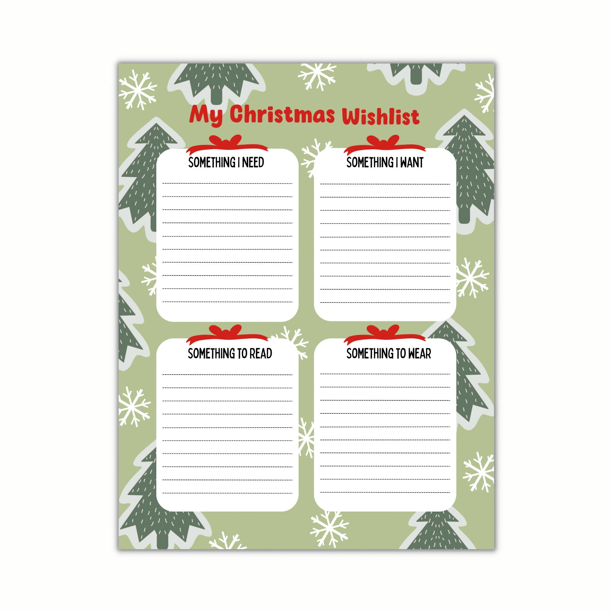 Printable Kids Christmas List Template Printable Christmas List for ...