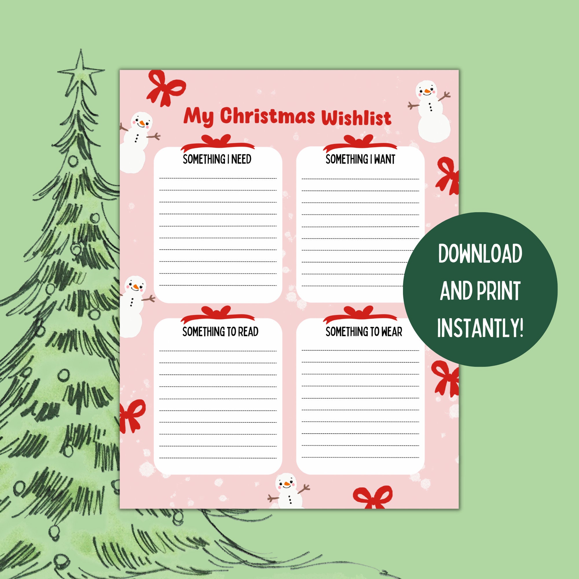 Printable Christmas List Template Christmas Planner Digital Download ...