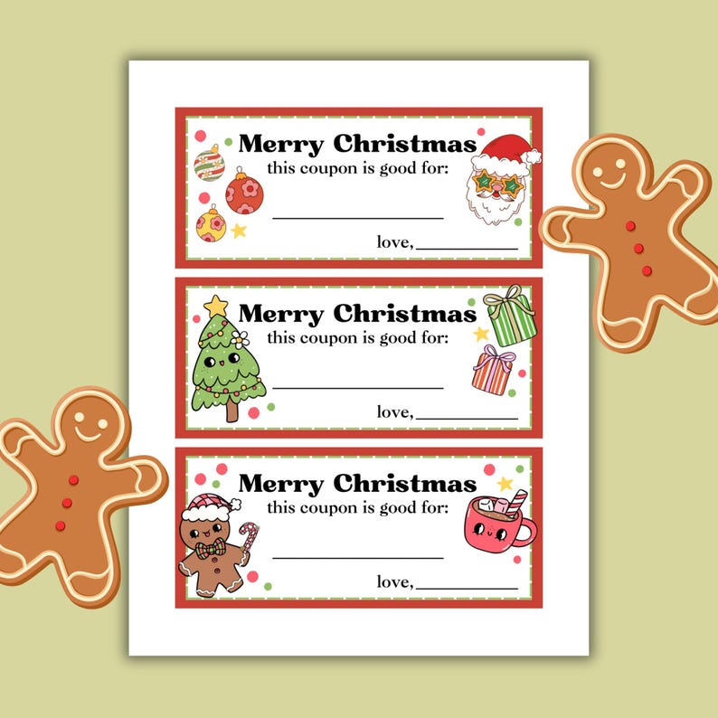 Printable Christmas Coupons Book Coupon Template Digital Download ...