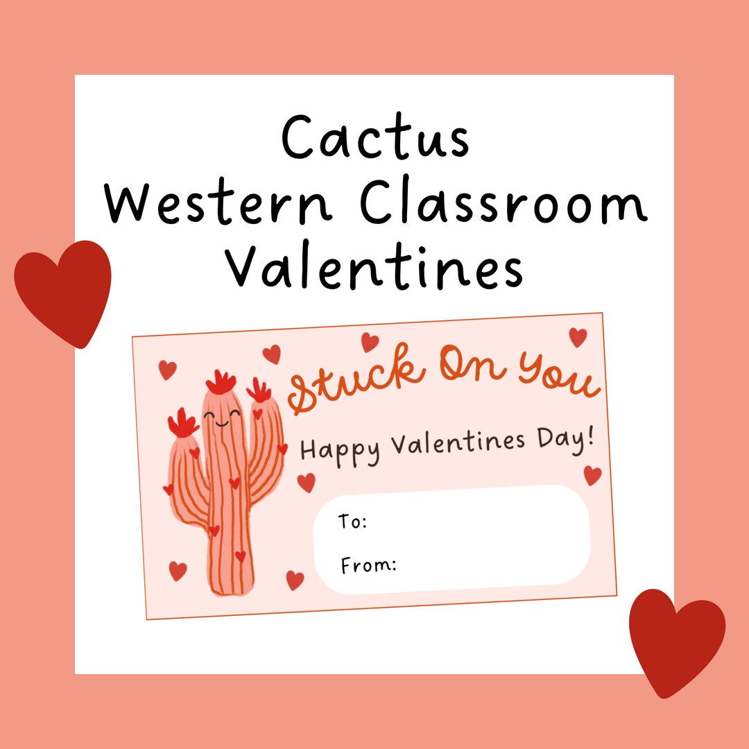 Western Classroom Valentines Cactus Valentines Cowboy Valentines Basket ...