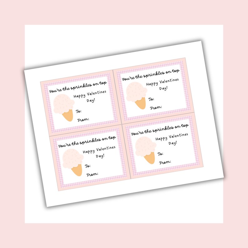Classroom Valentines Ice Cream Valentines Classmate Girls Valentines ...
