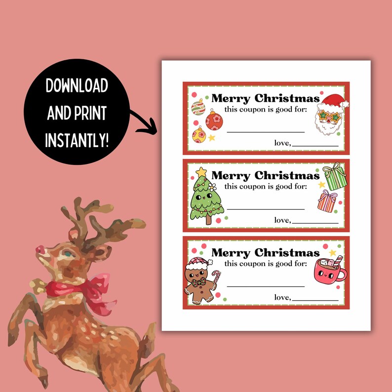 Printable Christmas Coupons Book Coupon Template Digital Download ...