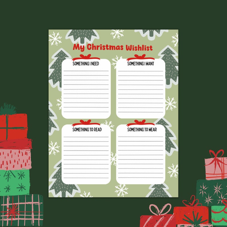 Printable Kids Christmas List Template Printable Christmas List for ...