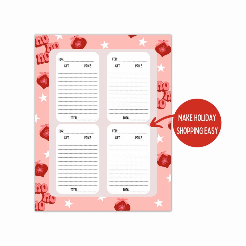 Printable Holiday Shopping List Planner Printable Shopping List ...