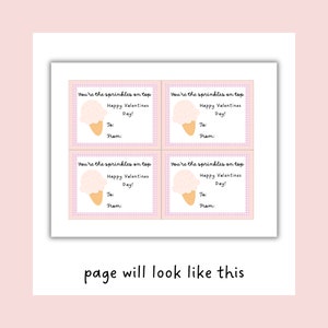 Classroom Valentines Ice Cream Valentines Classmate Girls Valentines ...