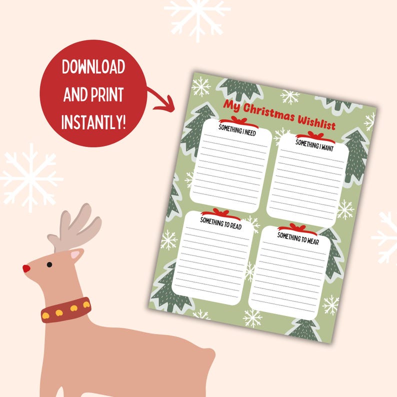 Printable Kids Christmas List Template Printable Christmas List for ...