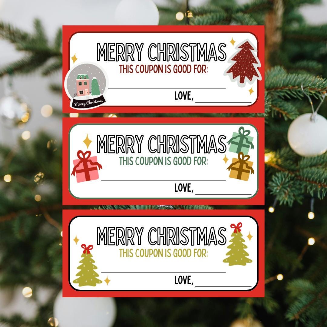 Printable Christmas Coupons Book, Coupon Template Digital Download ...
