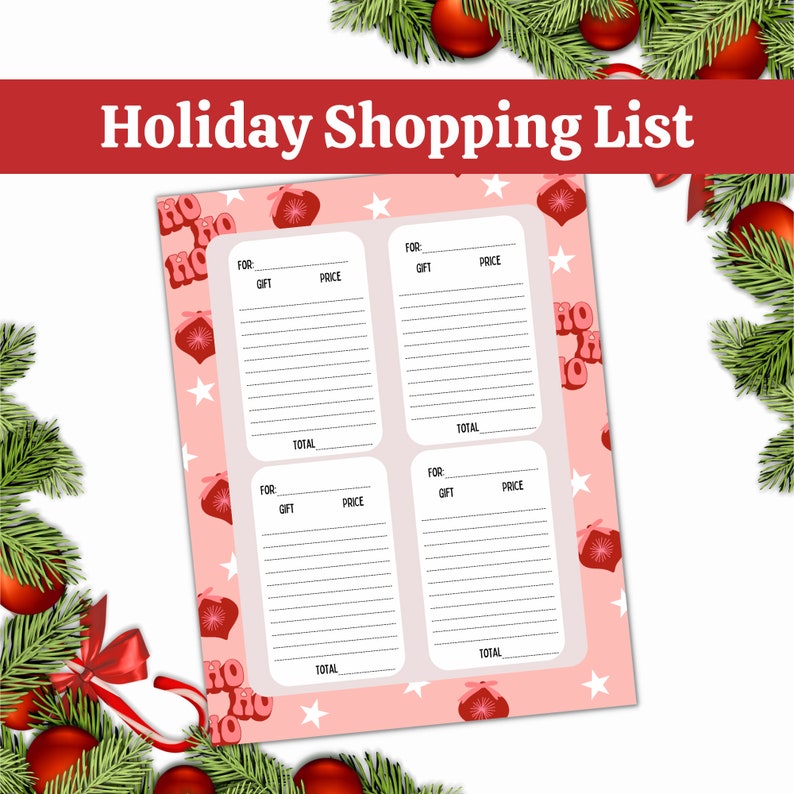 Printable Holiday Shopping List Planner Printable Shopping List ...