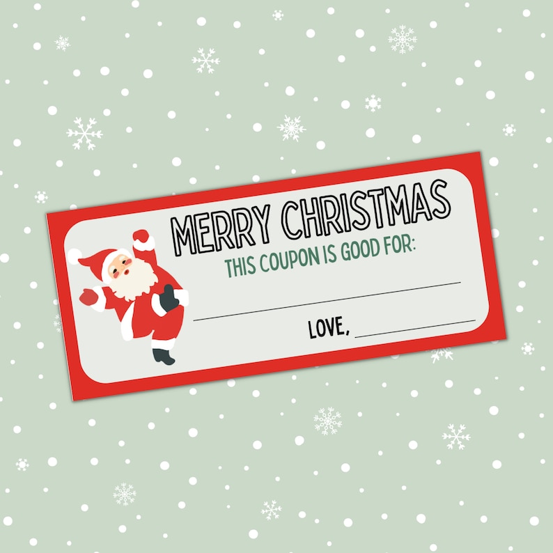 Printable Christmas Coupons Book Coupon Template Digital Download ...