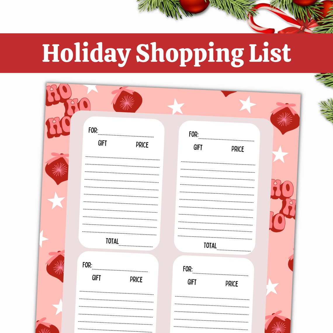 Printable Holiday Shopping List Planner Printable Shopping List ...
