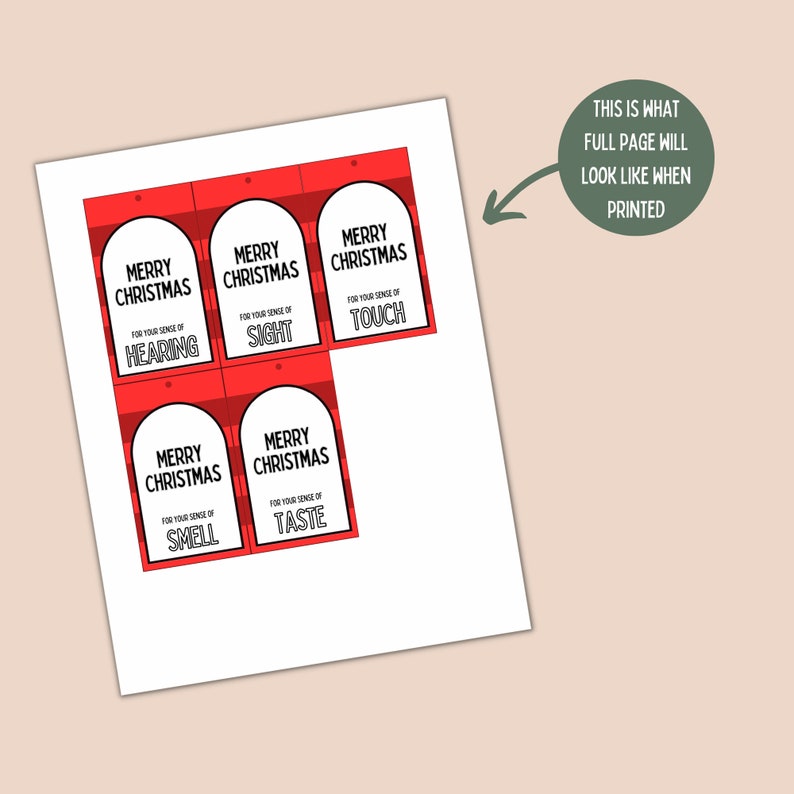 Five Senses Gift Tags Printable Red Gift Tags Printable Five Senses ...