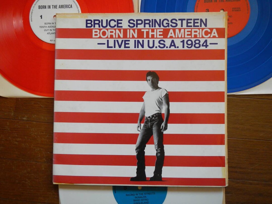 Bruce Springsteen 3LP Born in the America Live in USA 1984 Red White & Blue Vinyl Rare Vintage ...