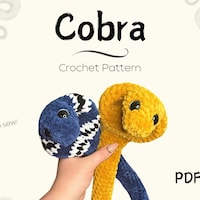 Cobra Snake Crochet Pattern PDF - No-sew, Amigurumi, Chunky Yarn, Decor ...
