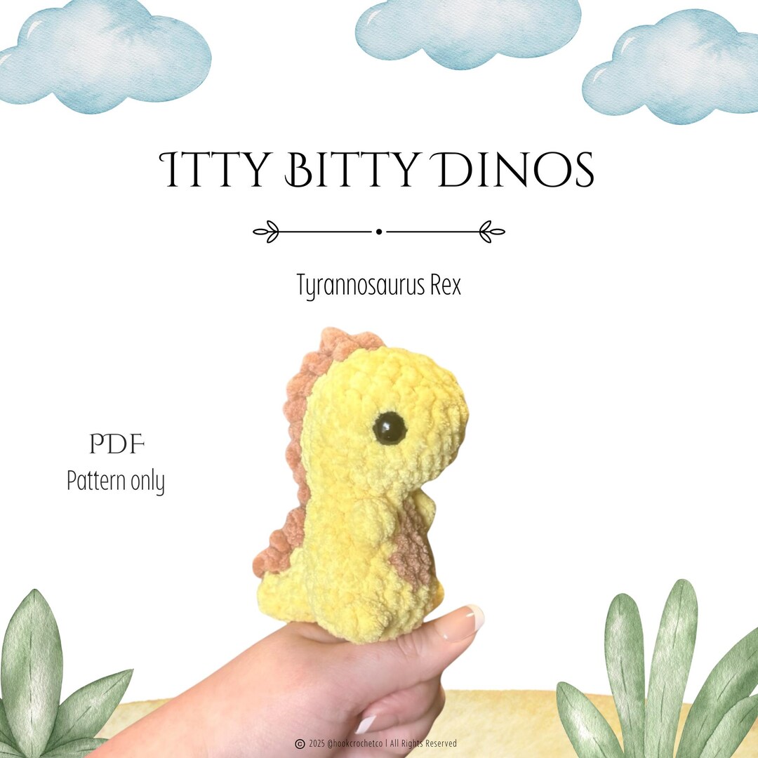 Itty Bitty T-rex Crochet Pattern PDF - Tyrannosaurus Rex, Amigurumi ...