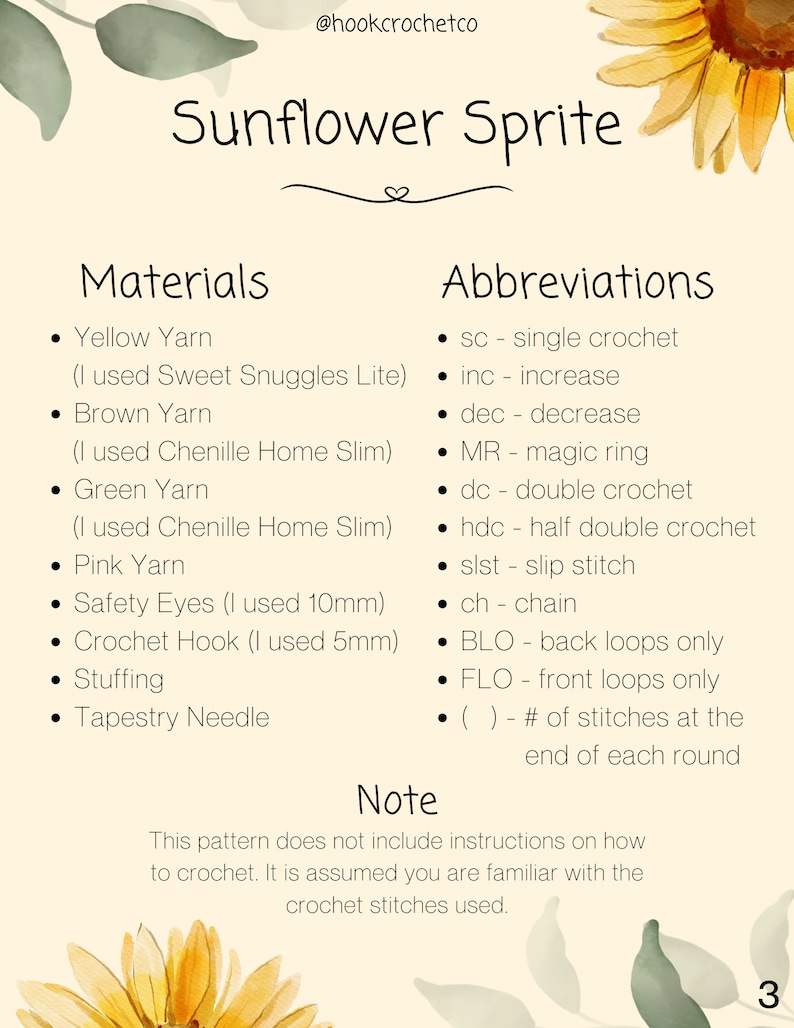 Sunflower Sprite Crochet Pattern PDF - Amigurumi, Decor, Toys, Plush ...