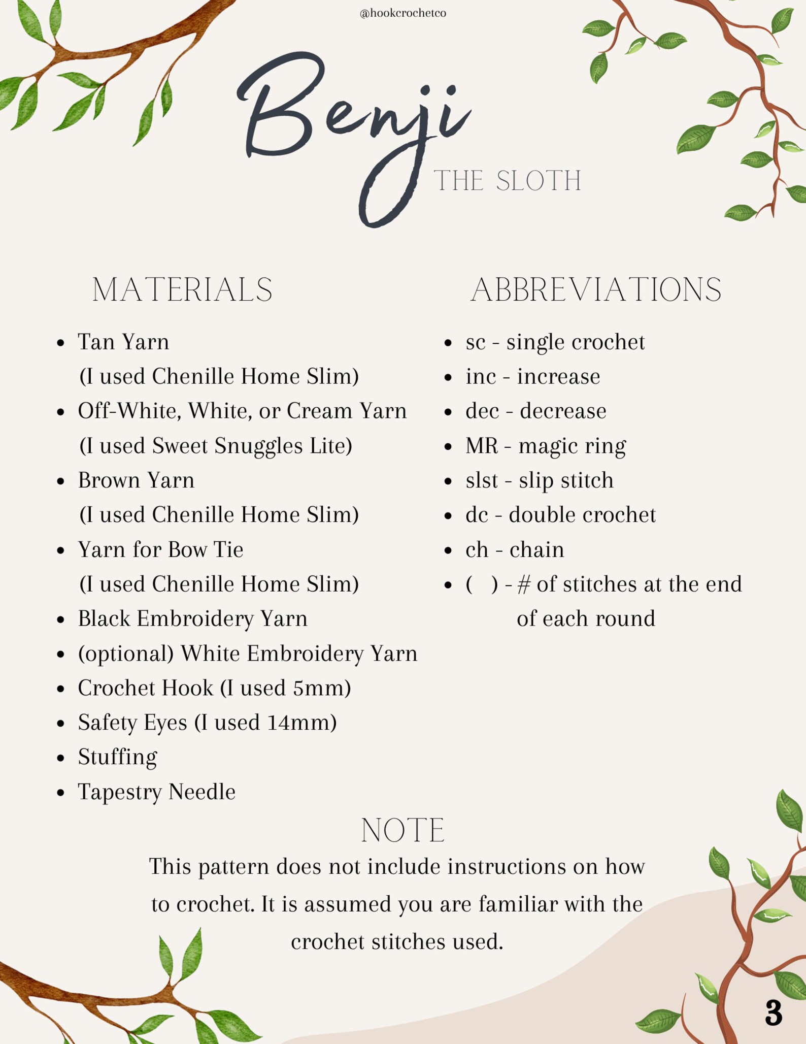 Sloth Crochet Pattern PDF No-sew, Amigurumi, Chunky Yarn, Decor, Toys ...