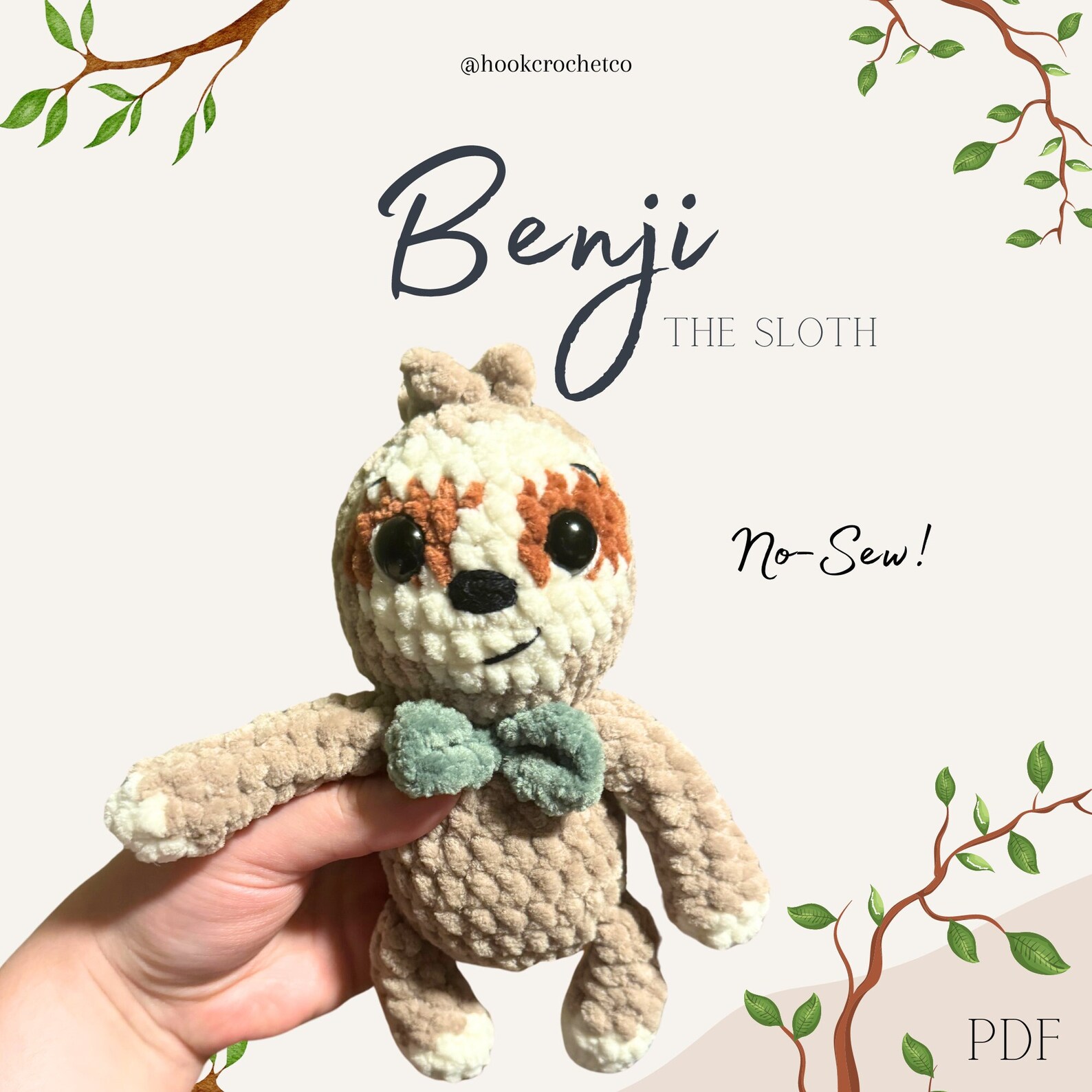 Sloth Crochet Pattern PDF No-sew, Amigurumi, Chunky Yarn, Decor, Toys ...