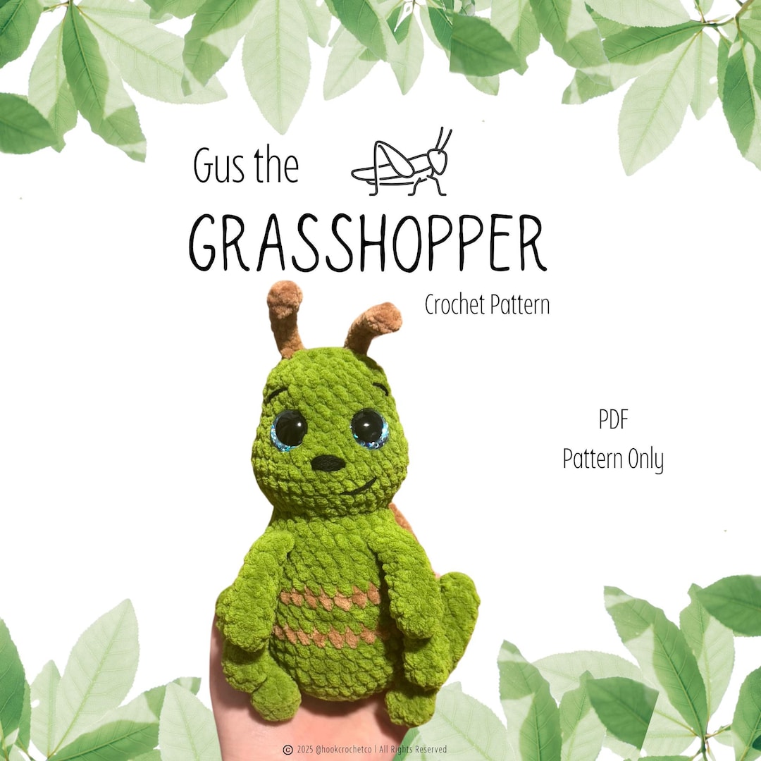 Grasshopper Crochet Pattern PDF - Sitting, Amigurumi, Chunky Yarn ...