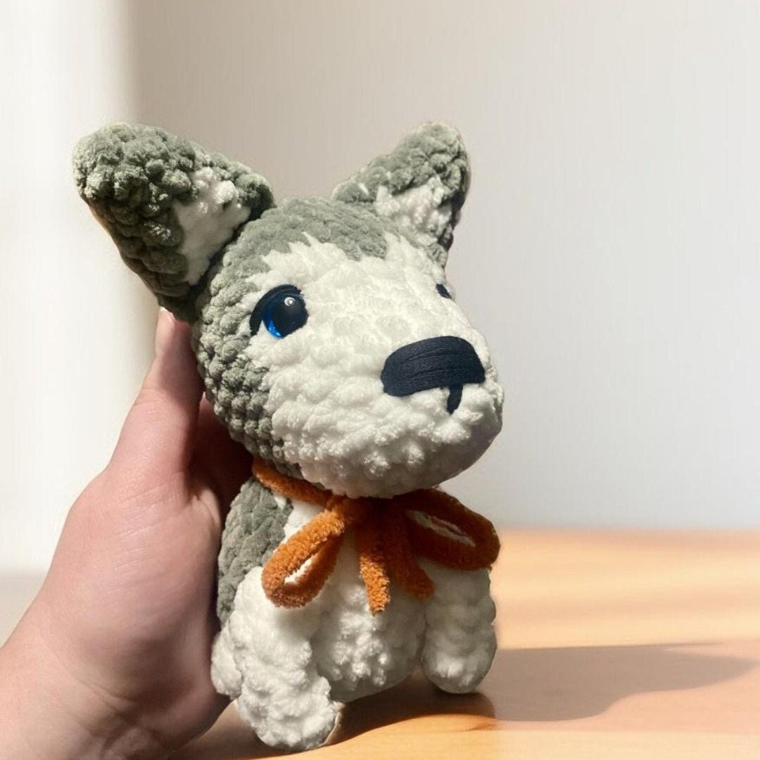 Crochet Husky Puppy Plushie, Amigurumi, Crochet Dog, Siberian Husky ...