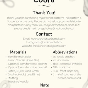 Cobra Snake Crochet Pattern PDF - No-sew, Amigurumi, Chunky Yarn, Decor ...