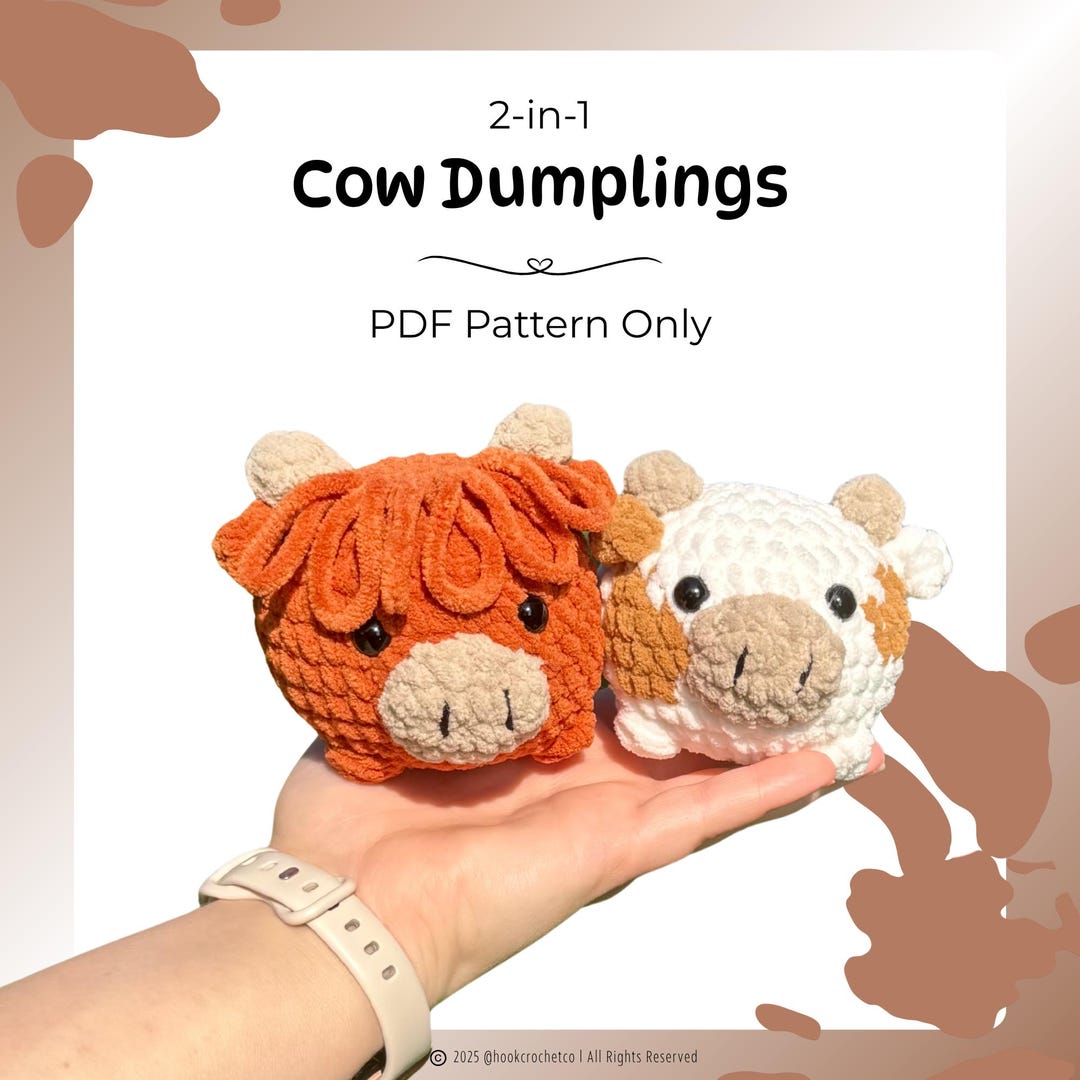 Cow Dumplings Crochet Pattern PDF - Farm, Highland Cow, Amigurumi ...